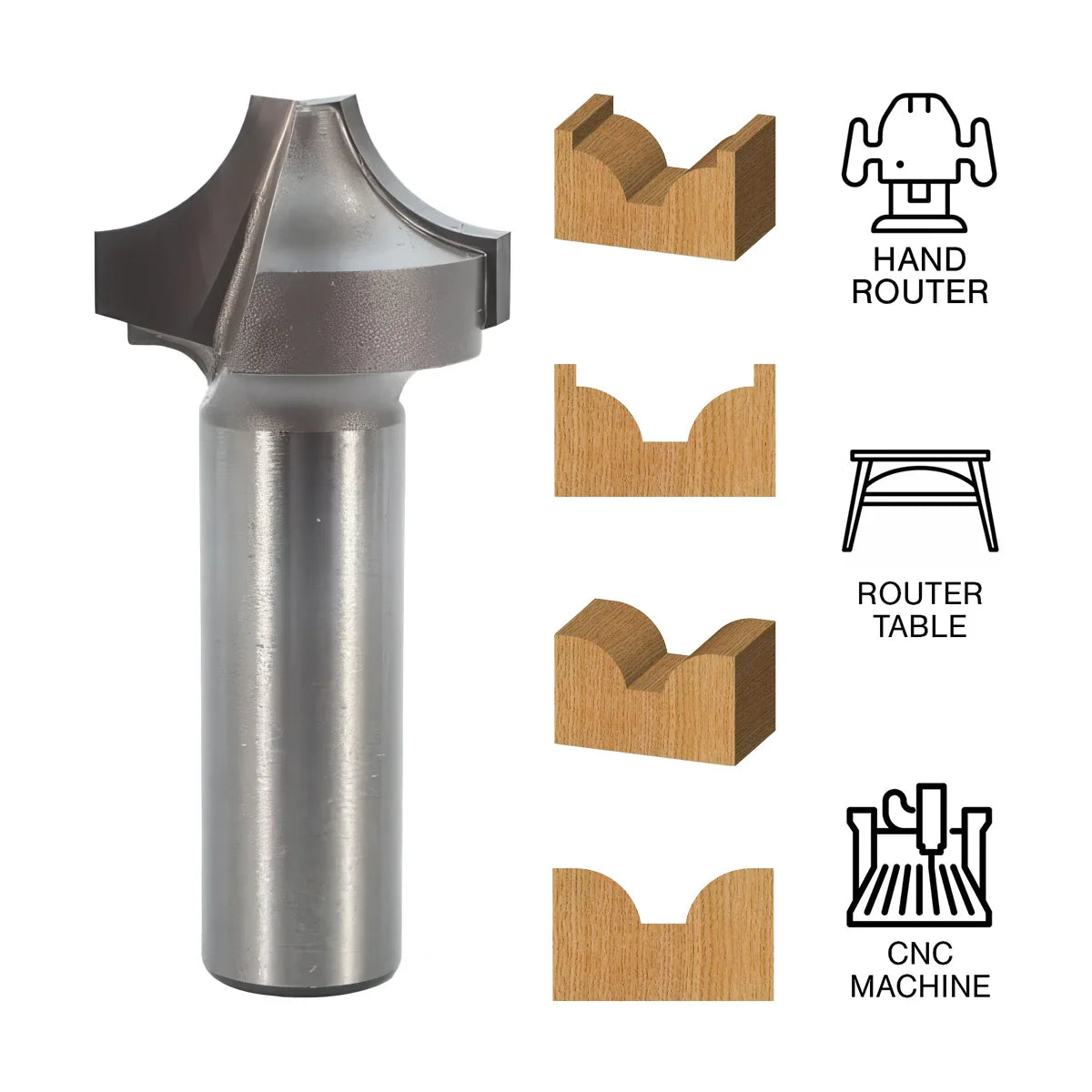 Whiteside WH2057 Plunge Roundover Bit 1/2"SH, 3/8"R, 1"LD, 1/4"SD ...